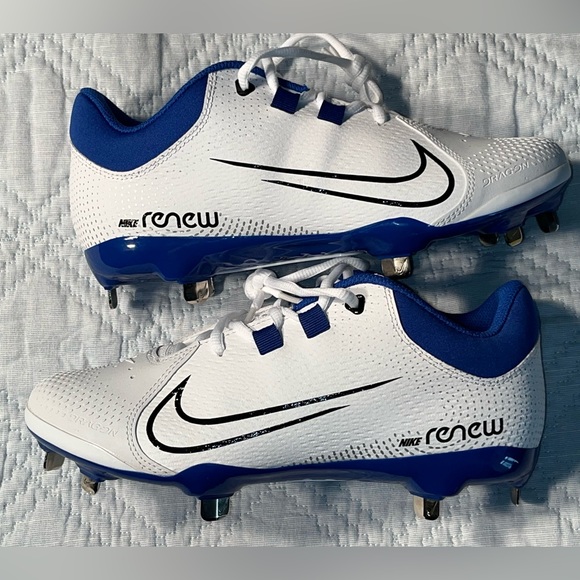 Nike | Shoes | Nike Renew Hyperdiamond 4 Pro White Blue Softball Cleats ...